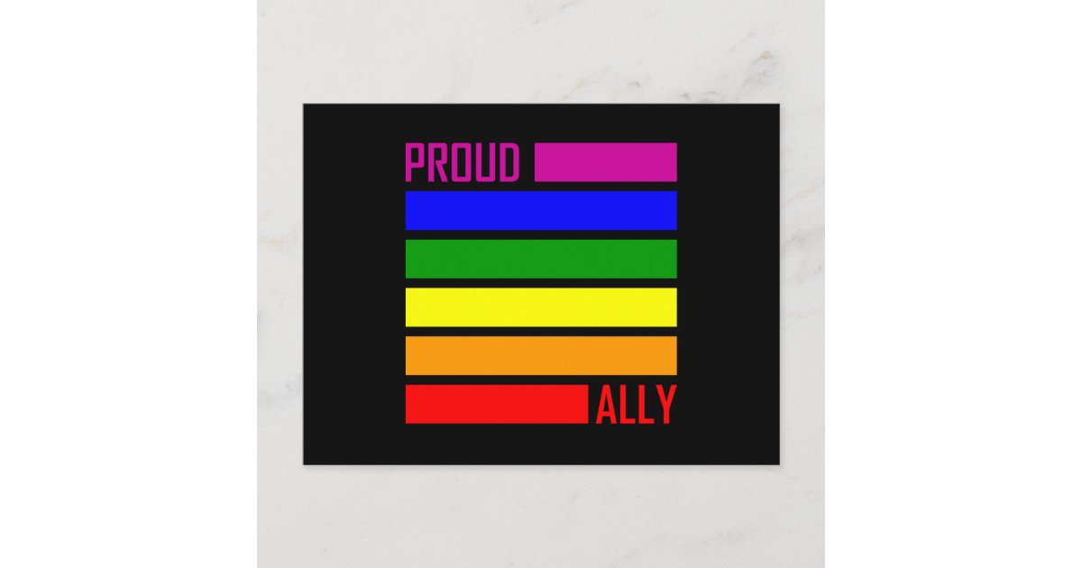 PROUD ALLY FLAG LGBT Pride Month LGBTQ Rainbow Postcard | Zazzle
