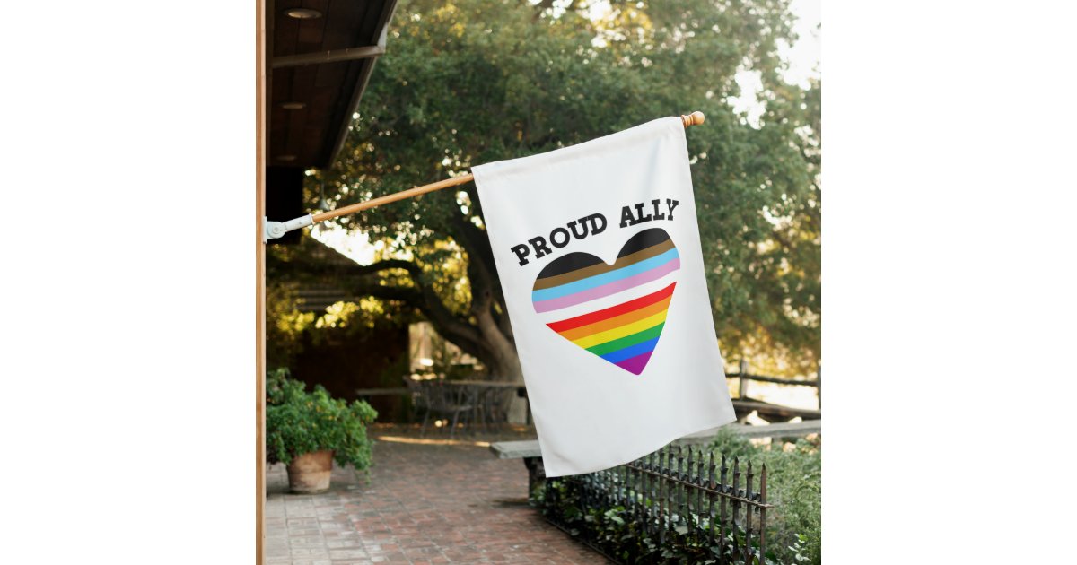 Proud Ally Progress Pride House Flag | Zazzle