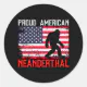 Proud American Neanderthal | USA Flag & Bigfoot Classic Round Sticker ...