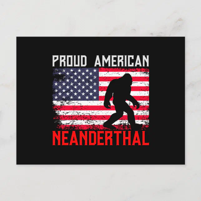Proud American Neanderthal | USA Flag & Bigfoot Postcard | Zazzle