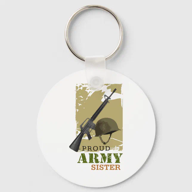 Proud Army Sister Keychain | Zazzle