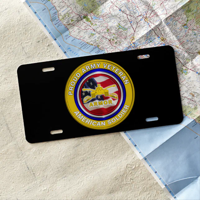 Proud Army Veteran Armor Soldier License Plate | Zazzle