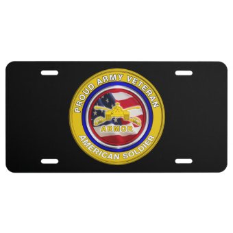 Proud Army Veteran Armor Soldier License Plate | Zazzle
