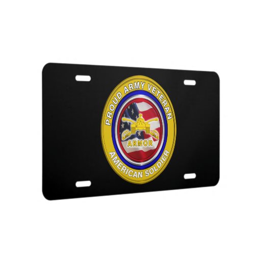 Proud Army Veteran Armor Soldier License Plate | Zazzle