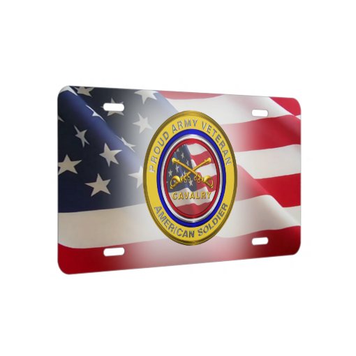 Proud Army Veteran Cavalry Soldier License Plate | Zazzle