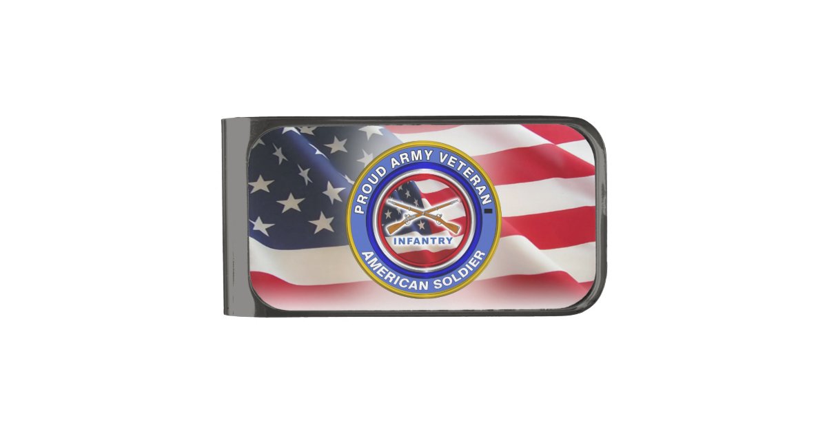 Proud Army Veteran Infantry Soldier Gunmetal Finish Money Clip | Zazzle