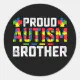 Proud Autism Brother Awareness Autistic Family Classic Round Sticker ...