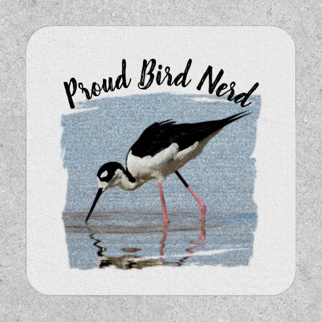 Proud Bird Nerd Black White Coast Beach Birder Patch | Zazzle