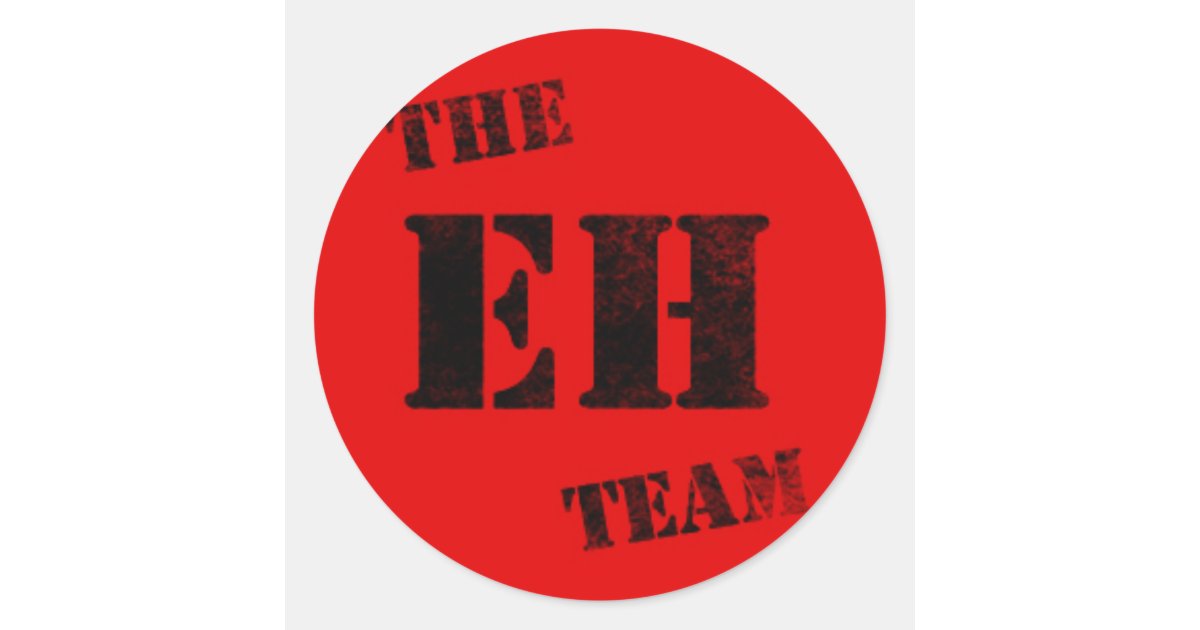 Proud Canadian The EH Team Black Stamp on Red Classic Round Sticker ...
