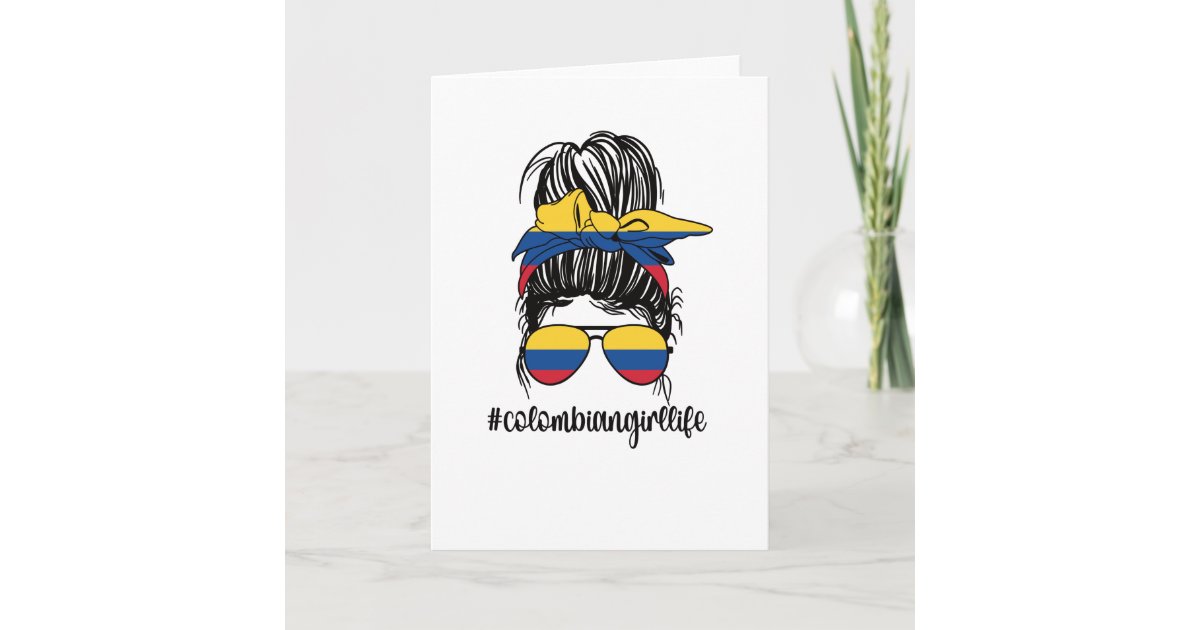Proud Colombian Girl Colombia Flag Colombian Roots Card | Zazzle