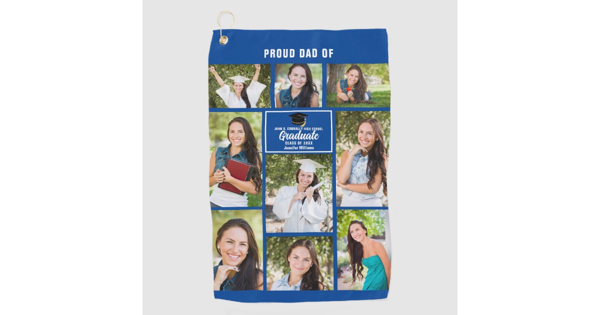 Proud Dad Graduation Photo Collage Father's Day Golf Towel | Zazzle