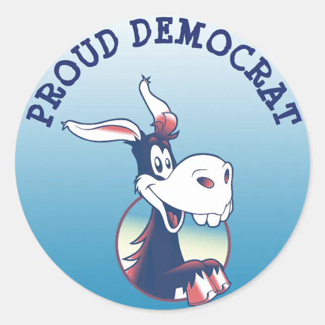 Proud Democrat Political Party Donkey Classic Round Sticker | Zazzle
