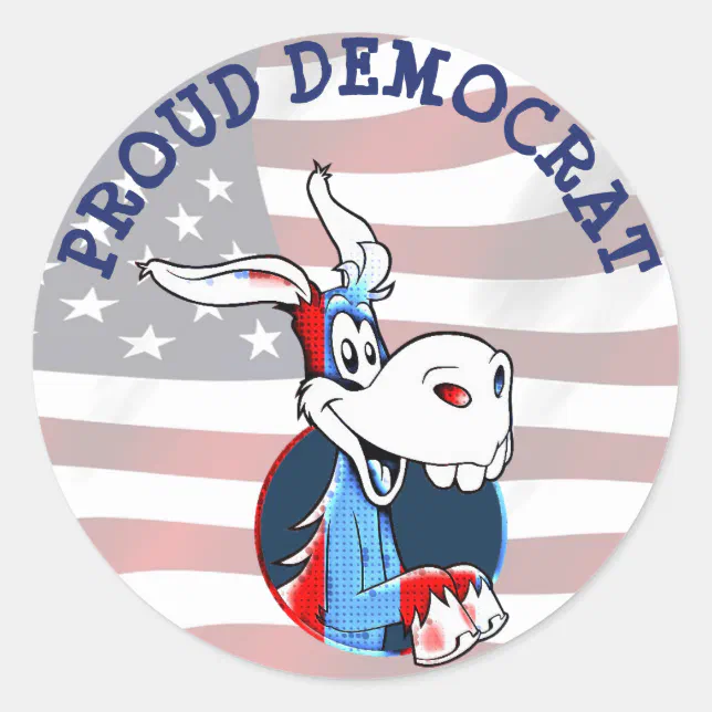 Proud Democrat Political Party Donkey Patriotic Classic Round Sticker ...