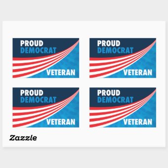 Proud Democrat Veteran Rectangular Sticker | Zazzle