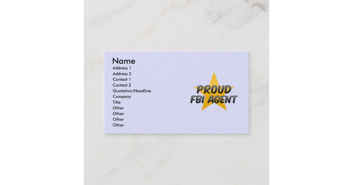 Proud Fbi Agent Business Card | Zazzle.com