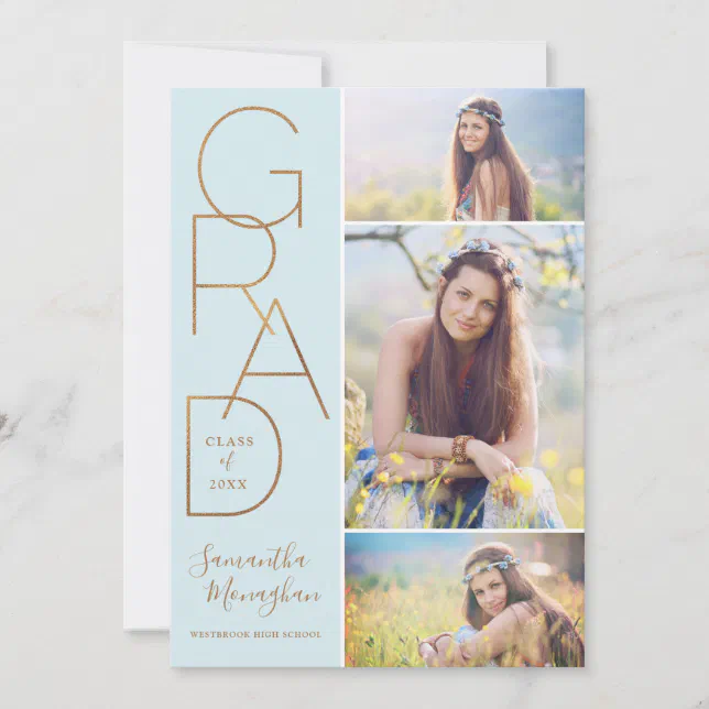 Proud Grad | Graduation Announcement | Blue | Zazzle