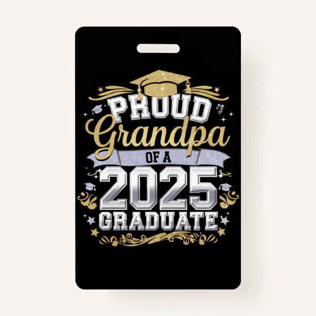 Proud Grandpa Of A 2025 Graduate Graduation Family Badge | Zazzle