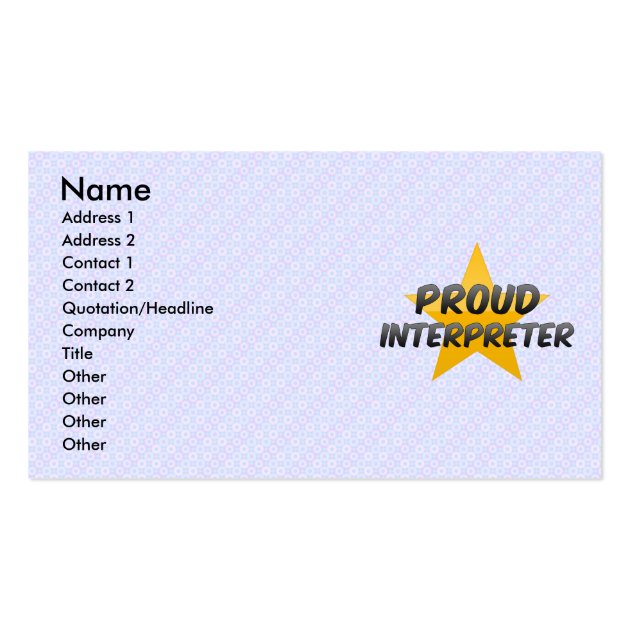 Proud Interpreter Business Card Templates