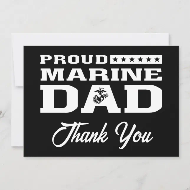 Proud Marine Dad - White Thank You Card | Zazzle