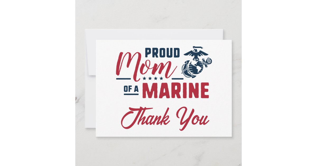 Proud Mom of a Marine - Color Thank You Card | Zazzle