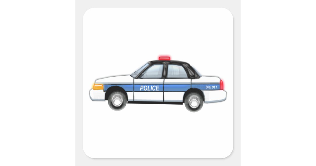 Proud Police Car Square Sticker | Zazzle