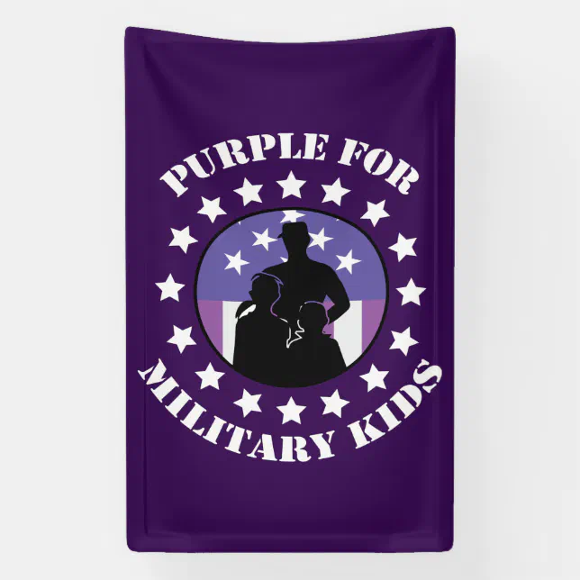 Proud Purple Up For Military Kids Patriotic Banner | Zazzle