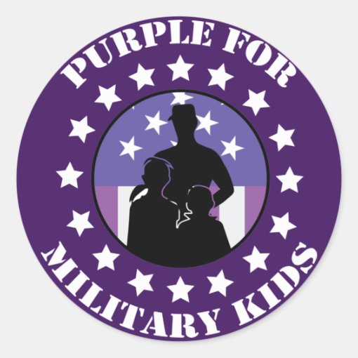Proud Purple Up For Military (purple background) Classic Round Sticker ...
