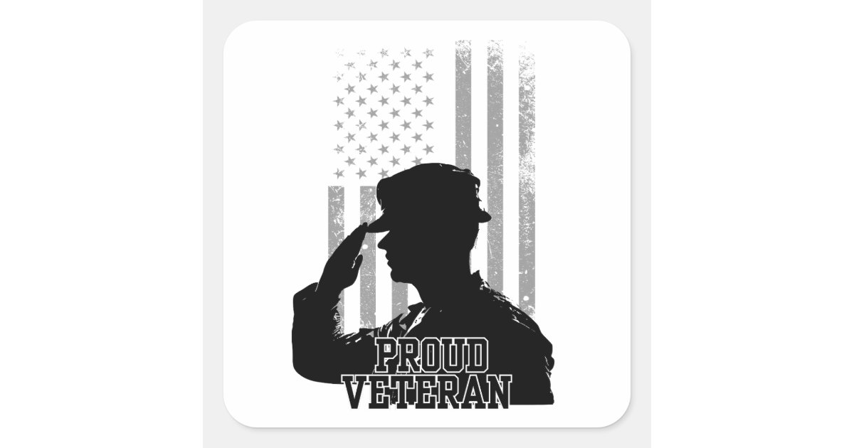 Proud Veteran Square Sticker | Zazzle