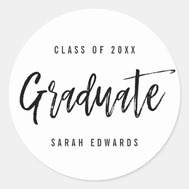 Proudly Brushed Graduation Favor Stickers | Zazzle