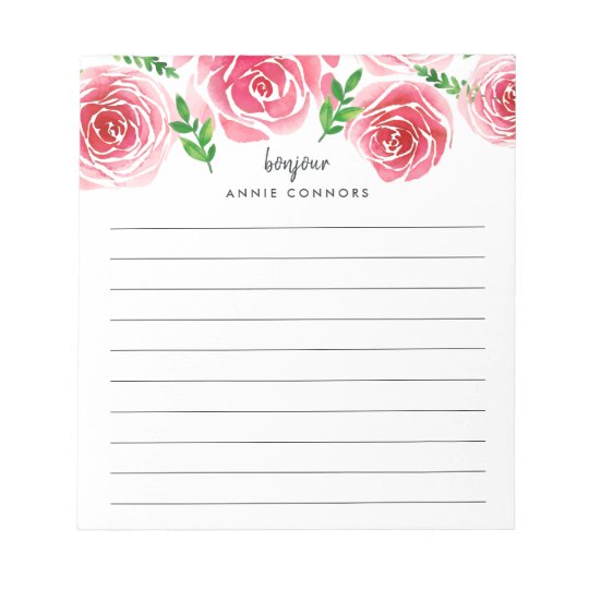 Provence Rose | Personalized Lined Notepad | Zazzle.com