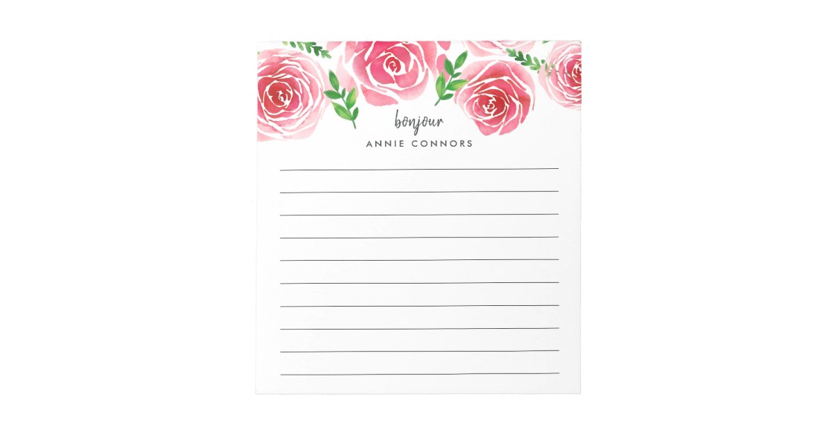 Provence Rose | Personalized Lined Notepad | Zazzle.com
