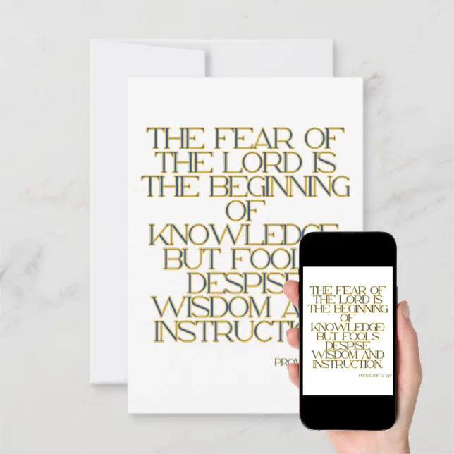 Proverbs 1 7 KJV Bible Scripture Greeting Card Zazzle