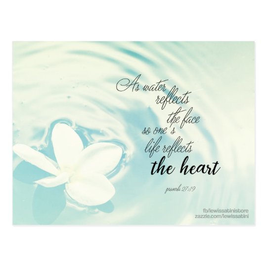 Proverbs 27:19 - As water reflects the face Postcard | Zazzle.com