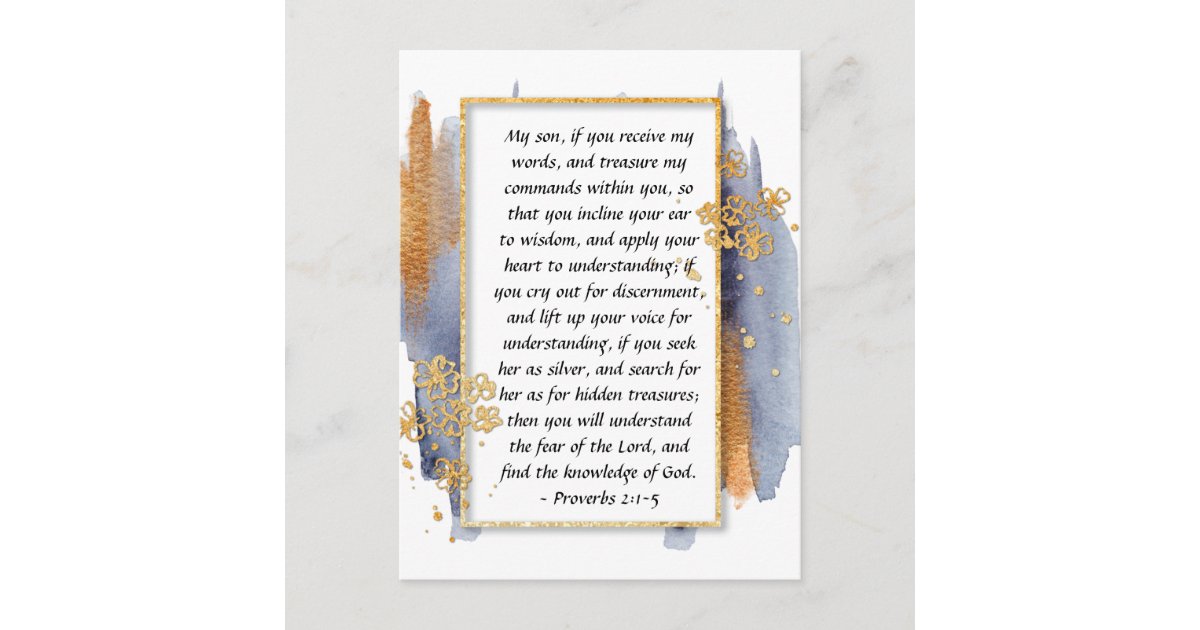 Proverbs 2:1-5 Incline your ear to Wisdom Postcard | Zazzle