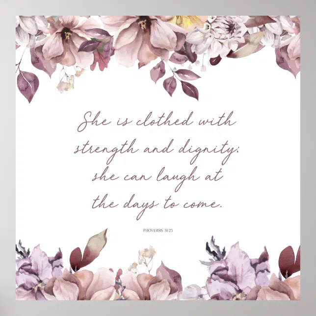 Proverbs 31:25, Bible Verse Print, Strength Poster | Zazzle