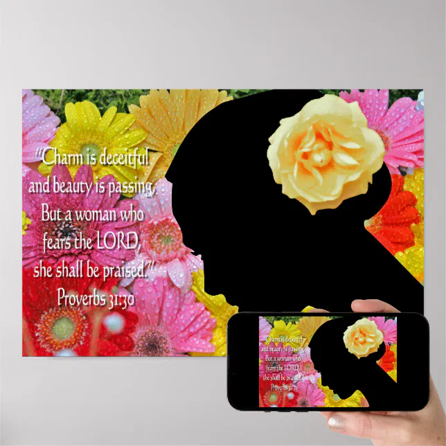 Proverbs 31 Christian Poster Flowers Scripture | Zazzle