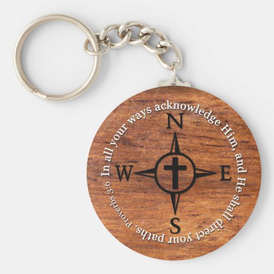 Proverbs 3:6 Direct Your Paths Bible Verse Compass Keychain | Zazzle.com