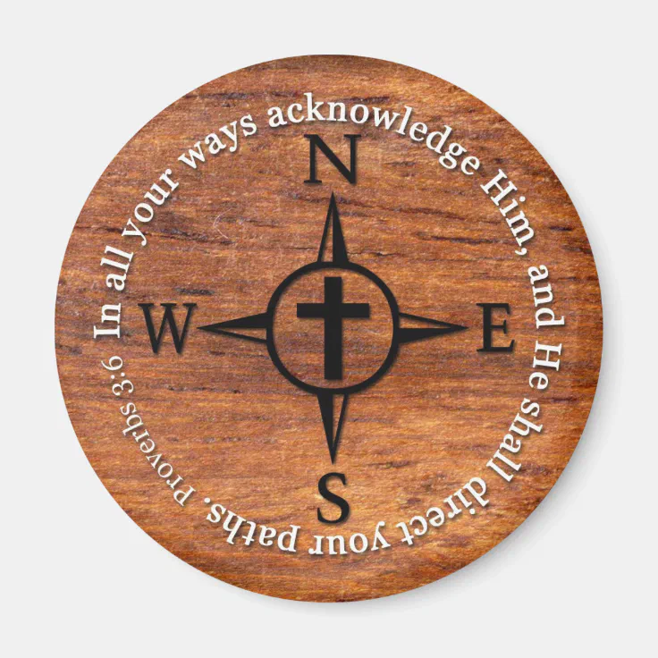 Proverbs 3:6 Direct Your Paths Bible Verse Compass Magnet | Zazzle