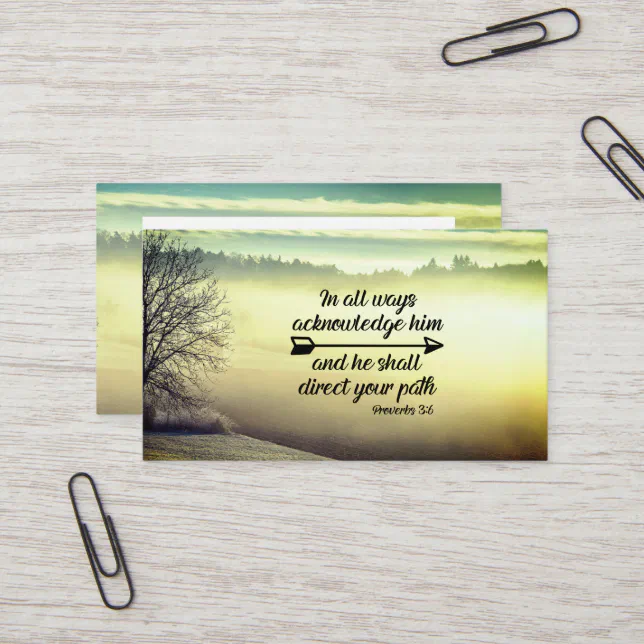 Proverbs 3:6 He shall direct your path Bible Verse Business Card | Zazzle