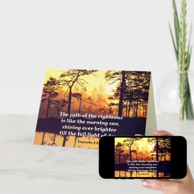 Proverbs 4:18 Path of the Righteous Bible Verse Card | Zazzle