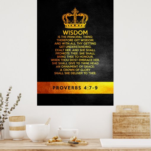 Proverbs 4:7-9 Bible Verse Poster | Zazzle
