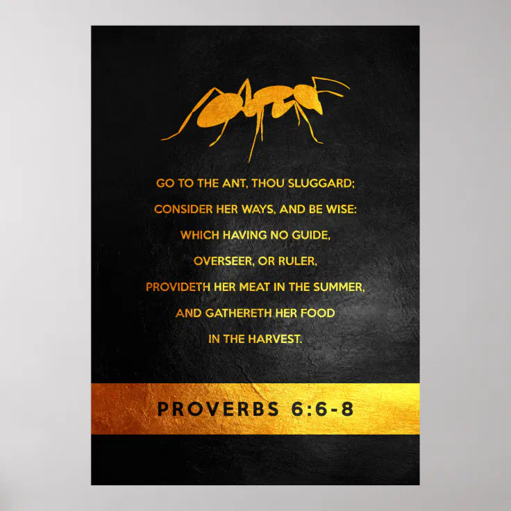 Proverbs 6:6-8 Bible Verse Poster | Zazzle