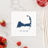 Provincetown Cape Cod Map Blue and Red Heart Napkins | Zazzle