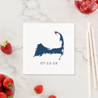 Provincetown Cape Cod Map Blue and Red Heart Napkins | Zazzle