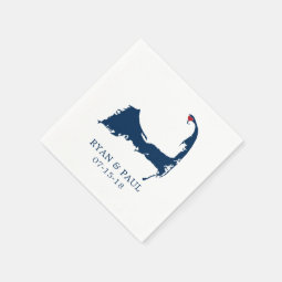 Provincetown Cape Cod Map Blue and Red Heart Napkins | Zazzle