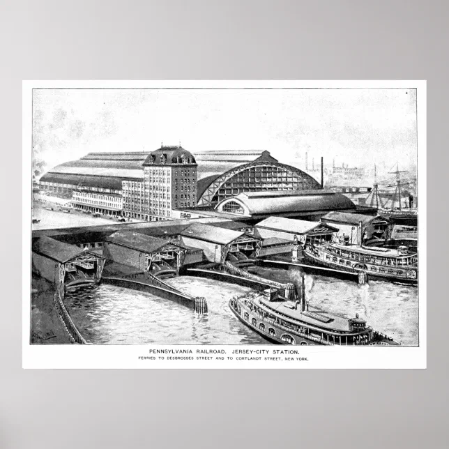 PRR Jersey City NJ Station 1893 Poster | Zazzle