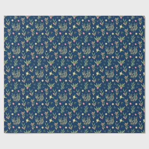 Prussian Blue, Green & Salmon Olive Branch Pattern Wrapping Paper | Zazzle
