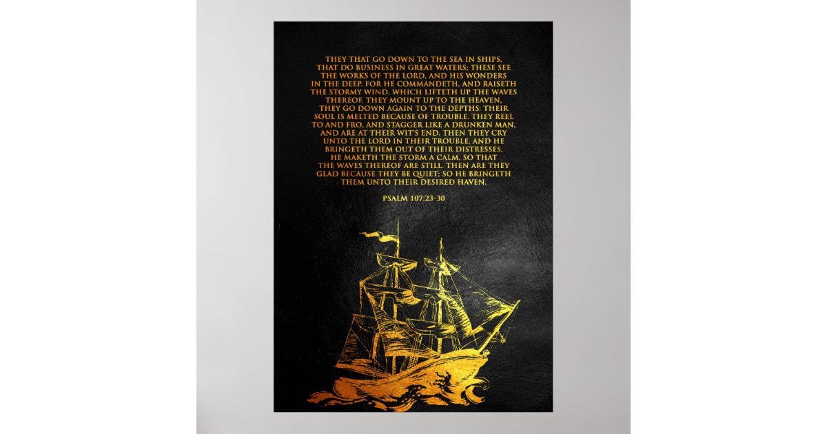 Psalm 107:23-30 Bible Verse Poster | Zazzle