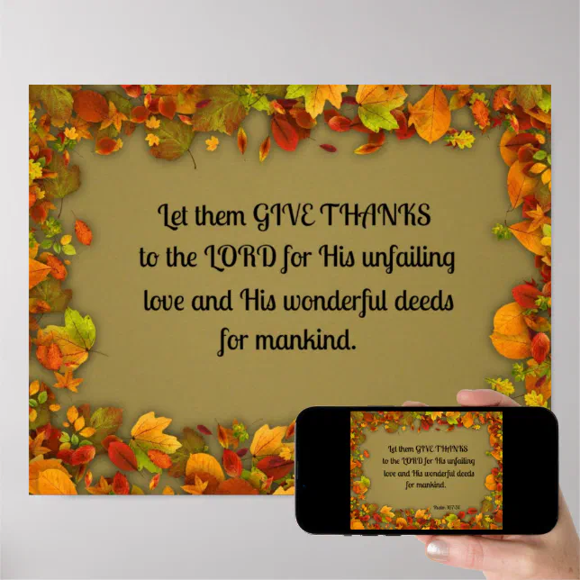 Psalm 107:31 Let them give thanks to the Lord... Poster | Zazzle