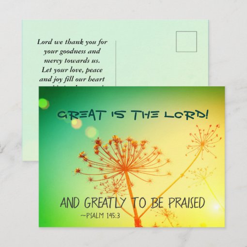 Psalm 145:3 Great is the Lord, Bible Verse Postcard | Zazzle
